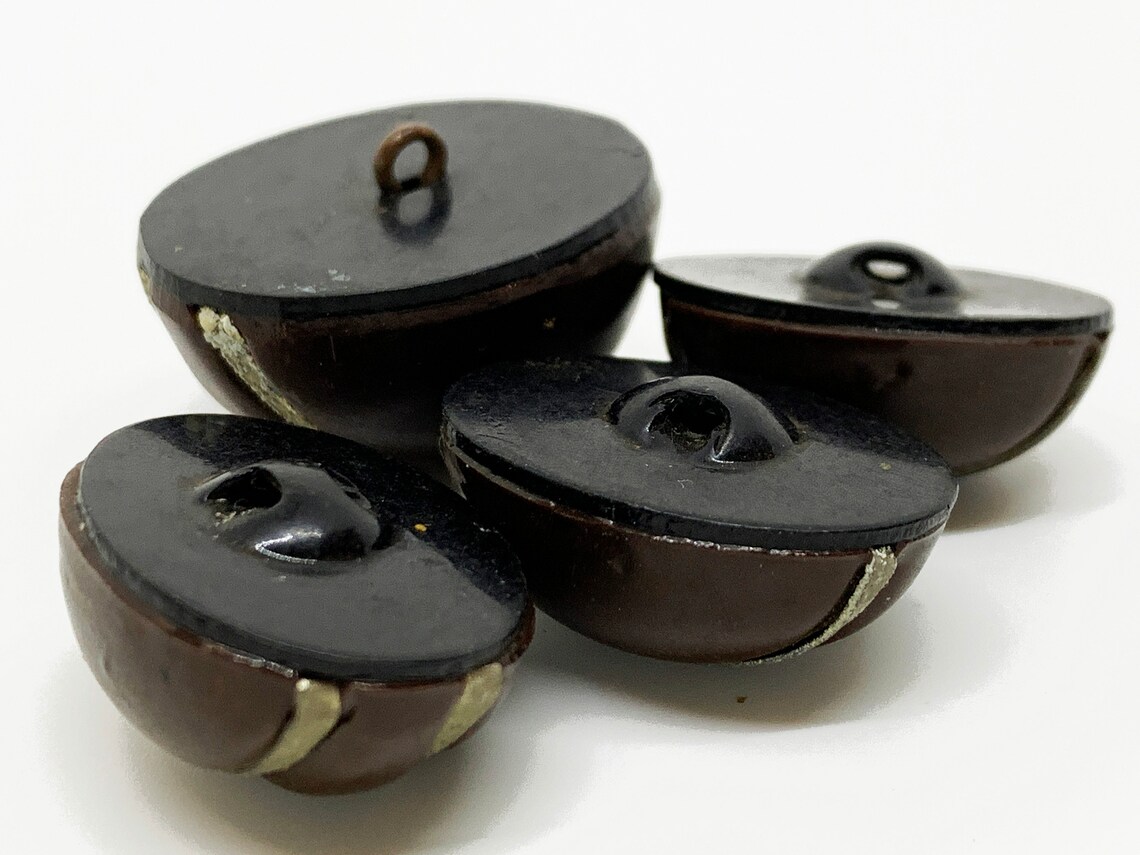 Oval Brown Vintage Dome Button W/ Faux Inlay Two Sizes Self - Etsy
