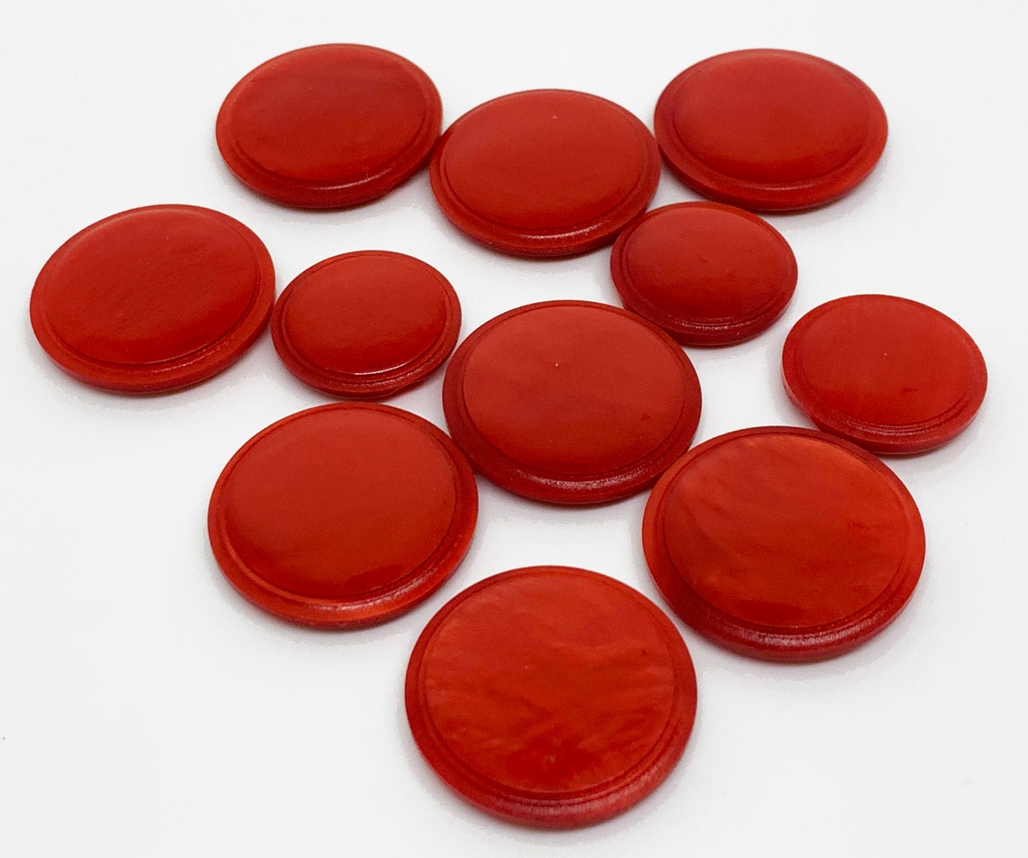 Red Vintage Buttons Self Shank Disc Buttons Large and Small - Etsy