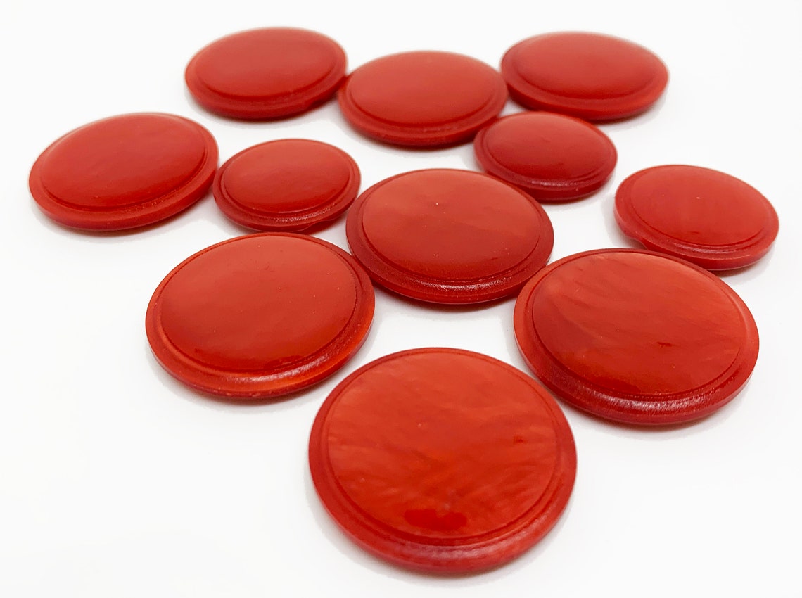 Red Vintage Buttons Self Shank Disc Buttons Large and Small - Etsy