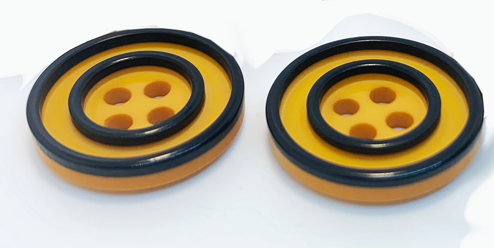 Orange and Black Vintage Double Ring Buttons Vintage Well | Etsy