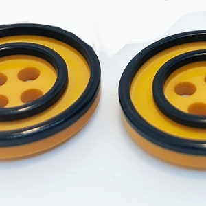 Orange and Black Vintage Double Ring Buttons Vintage Well Buttons ...