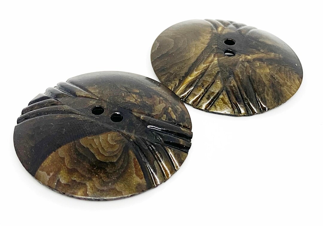 Burled Brown Vintage Wafer Button 1 3/8 Inch Molded Early Plastic ...