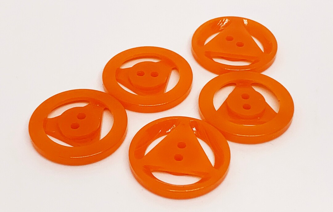 Orange Vintage Buttons Early Plastic Buttons Triangle in Circle Sew ...