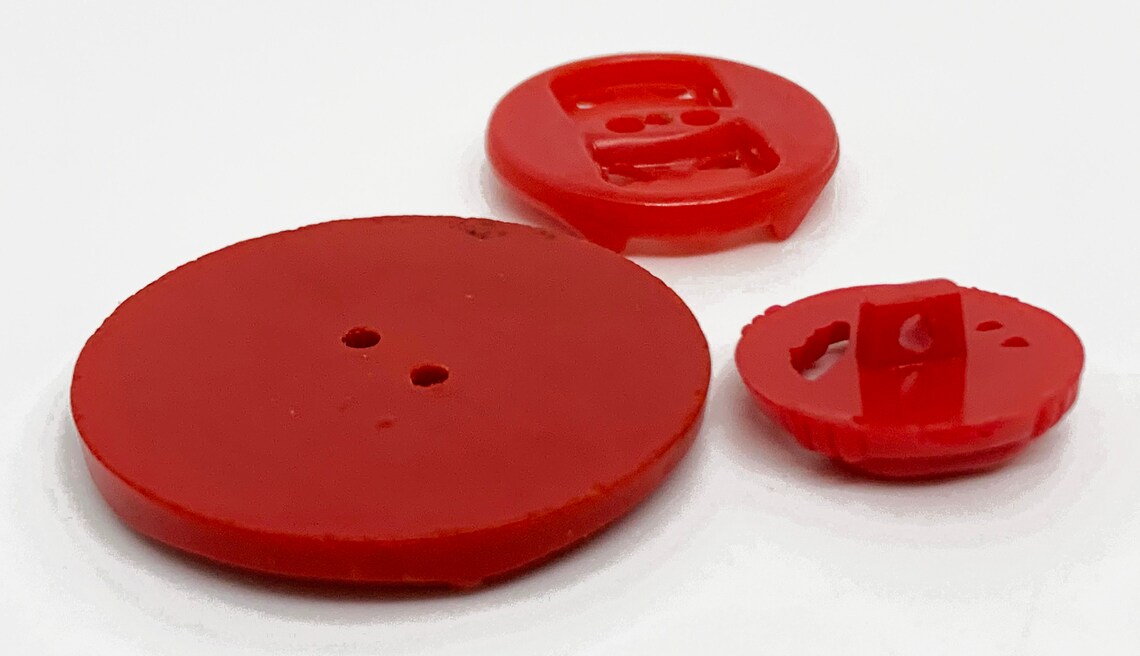 Red Vintage Button Collection Vintage Plastic Molded and | Etsy