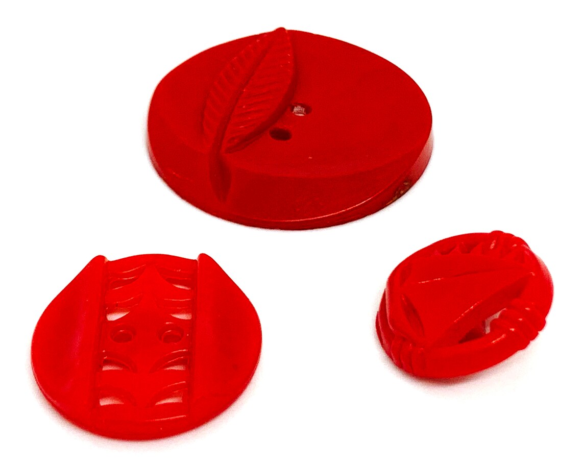 Red Vintage Button Collection Vintage Plastic Molded and - Etsy