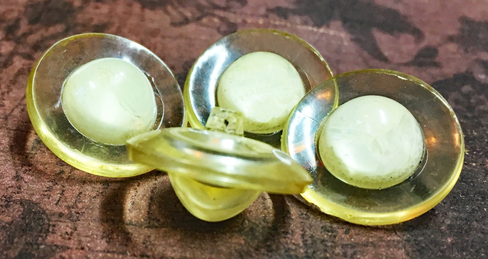 Lucite Apple Juice Button White Domed Vintage Button Rare Button ...