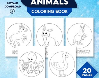 26 Cute Animal Coloring Book Pages - Zoo, Farm, Land & Sea, Desert ...