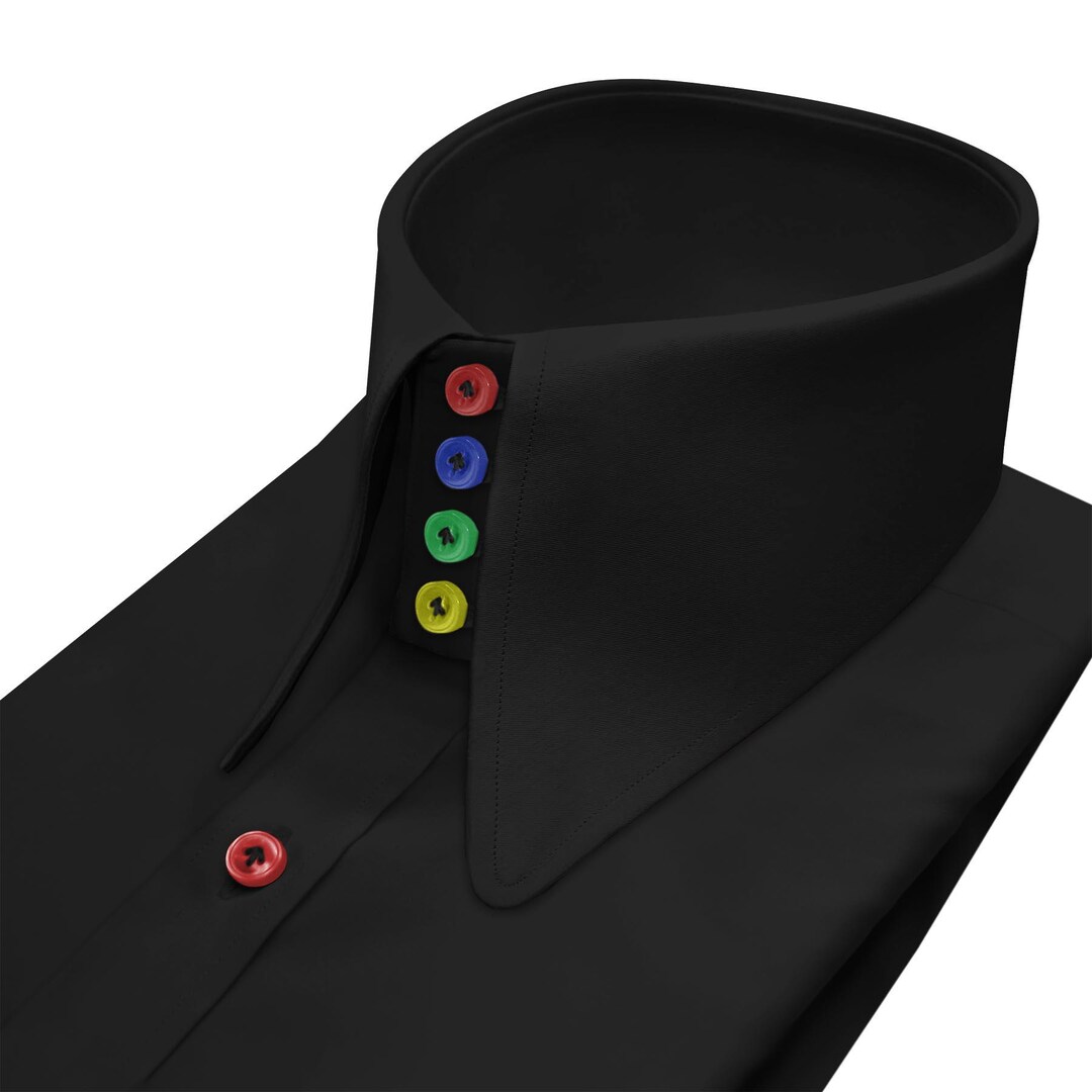 1920s Gangster Shirt, Black Dress Shirt With Colorful Buttons - Etsy