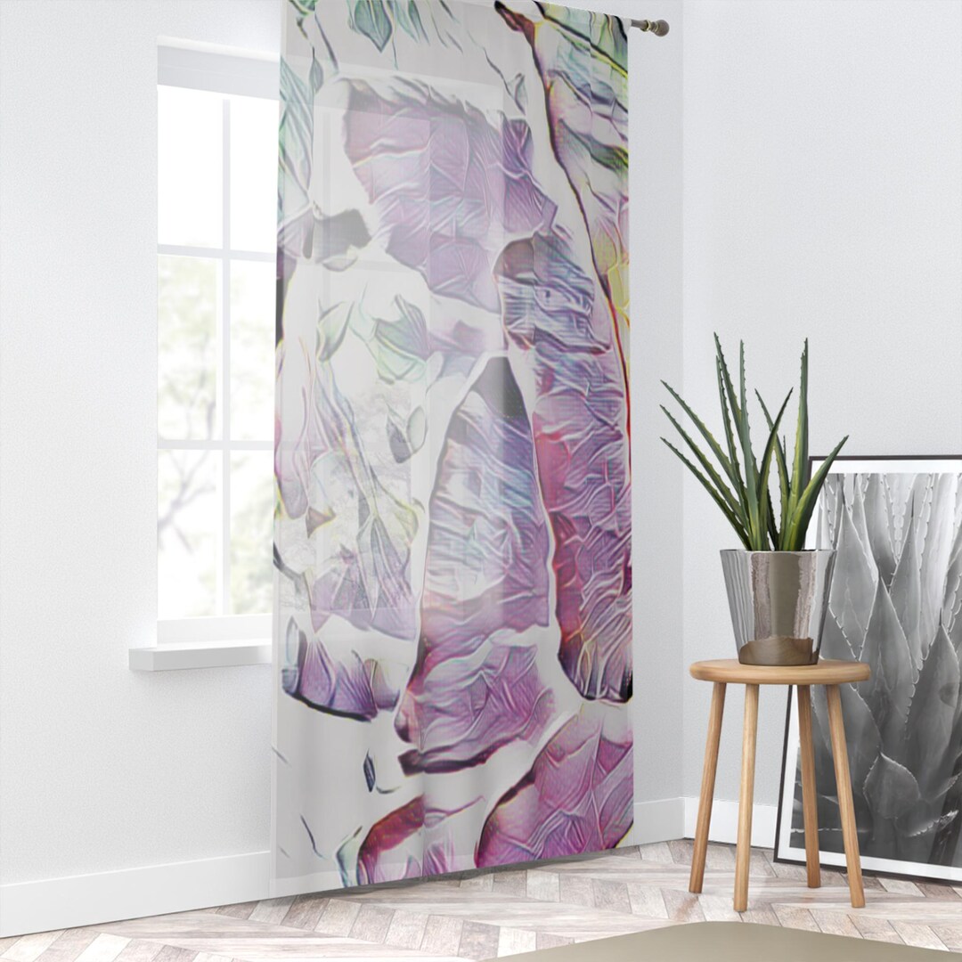 Ai-enhanced Macro Purple-tone Watercolor Tulip Window Curtain, Vibrant ...
