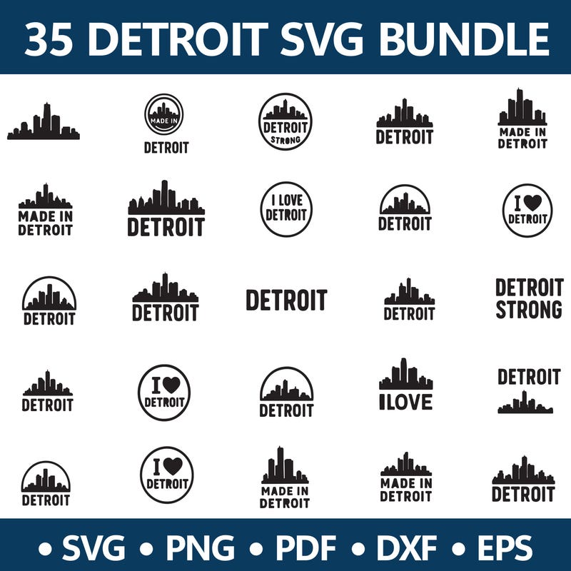 Detroit Skyline Svg - Etsy