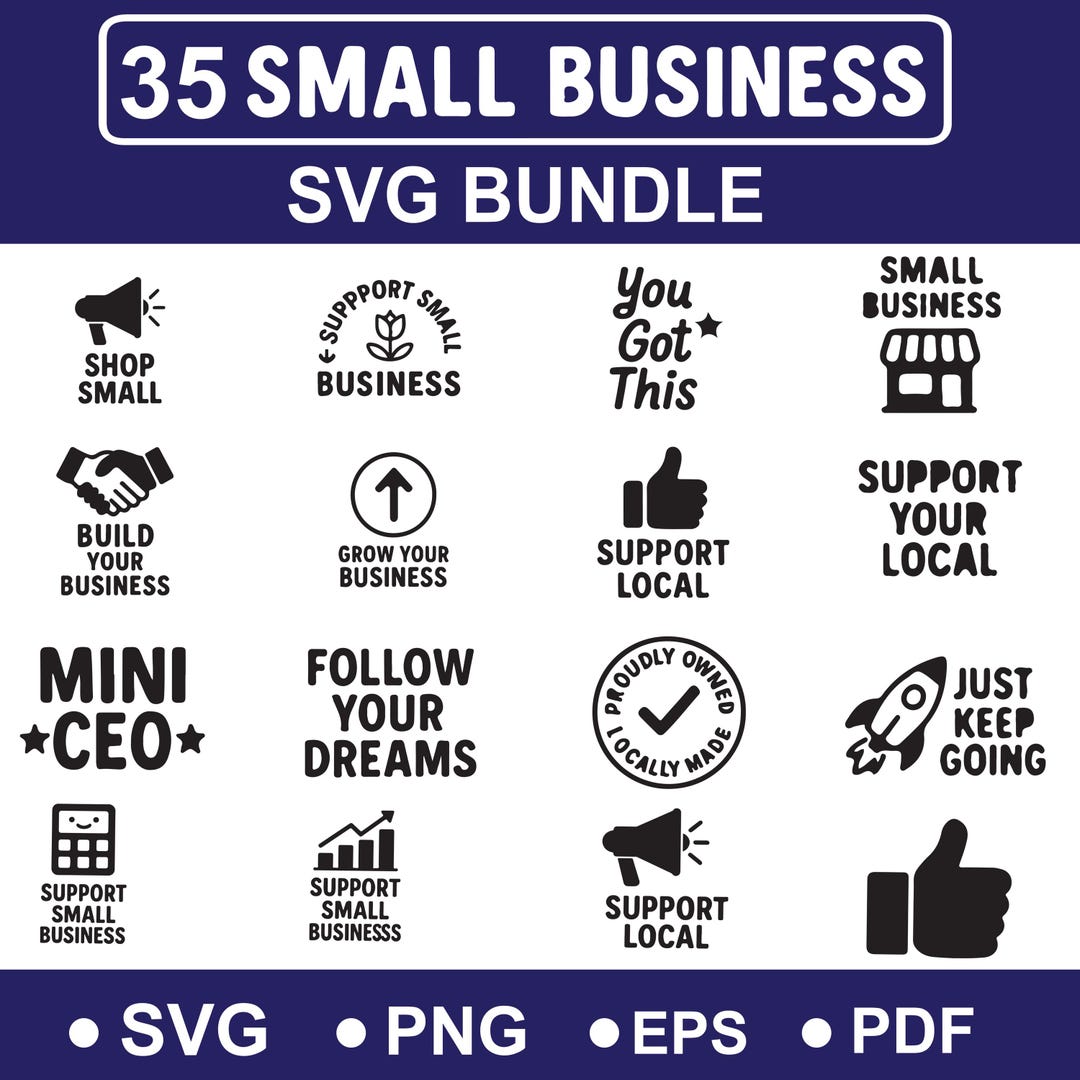 Small Business Icons SVG PNG Bundle |small Business Anniversary Clipart ...