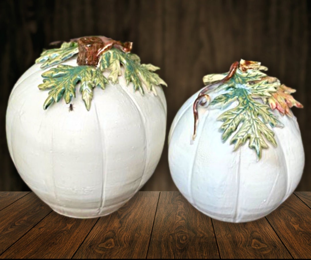 Ceramic Handmade White Pumpkins Fall Porch Decor Halloween - Etsy