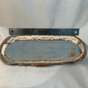 Rustic Vegetable Tray Ceramic, Handmade Blue Gray, Brown, Beige Glaze ...
