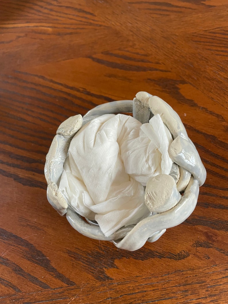 Ceramic Blue Knotted Facial Tissue Dispenser | Sky Blue Glaze | Fits ...