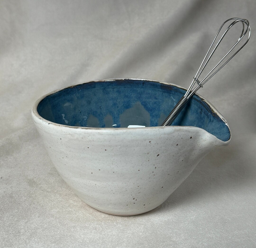 Bowl to Scramble, Mix, Stir | Ceramic Handmade | Blue, White Glazes ...