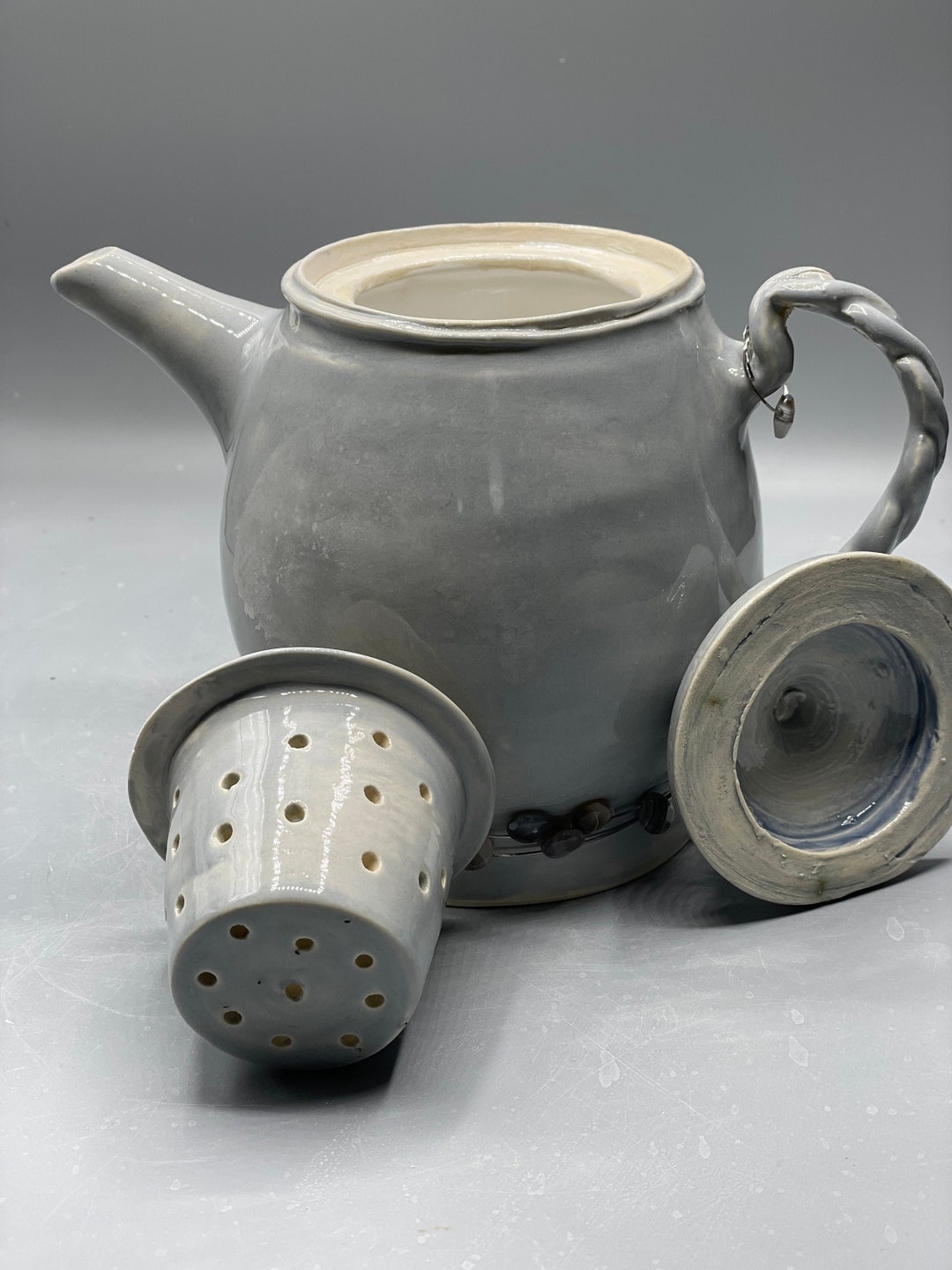 6 Cup-loose Leaf Tea Pot W/ Strainer Infuser Handmade Ceramic Braided ...