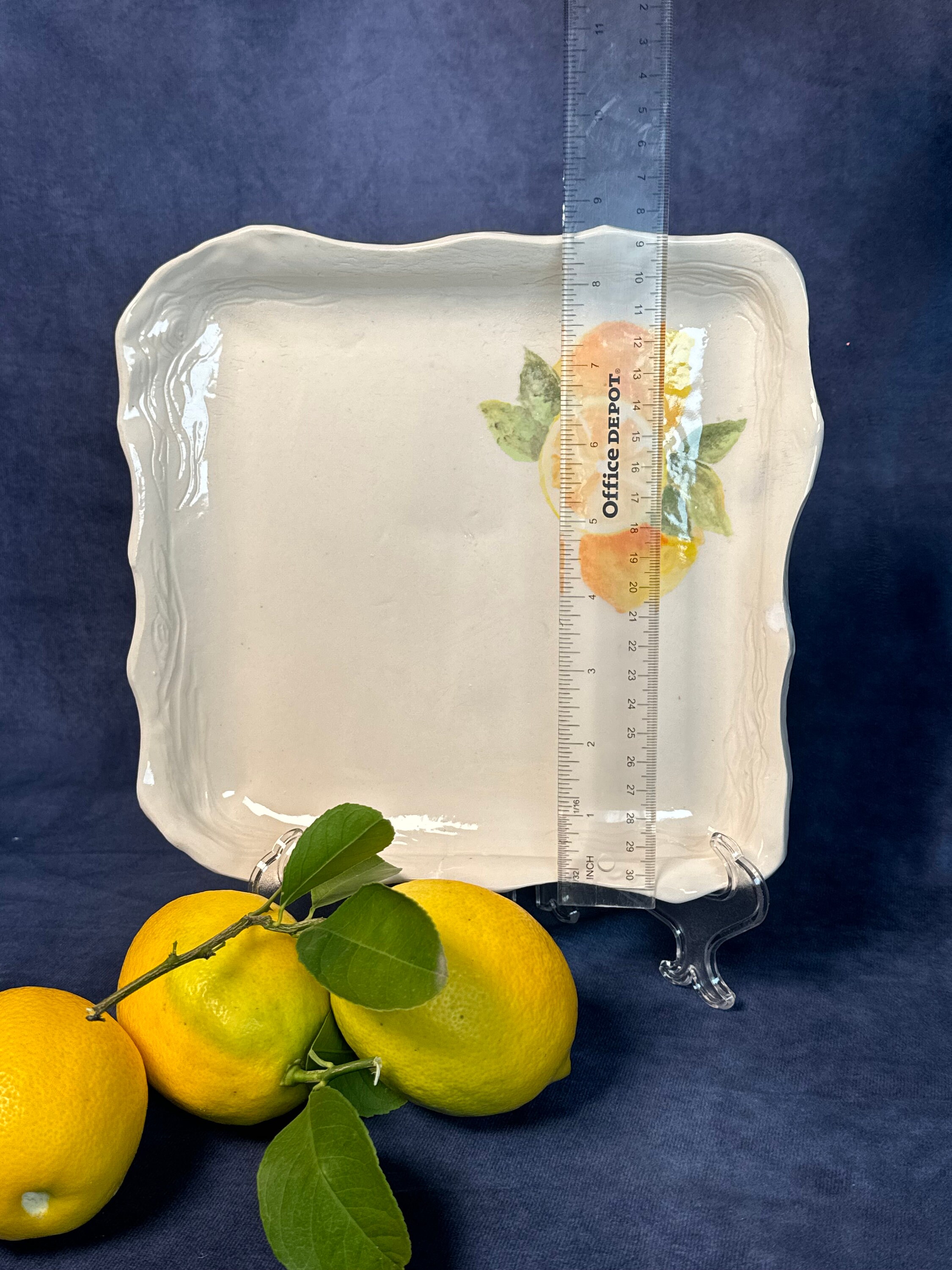 Square Lemon Tray, 9x9 / Ceramic, Handmade /handpainted / Glossy White ...