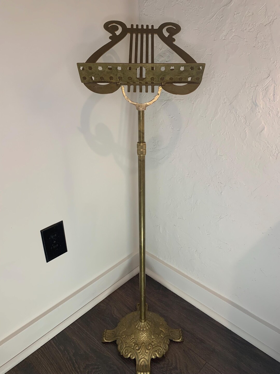 Vintage Solid Brass Lyre Stand for Musical Notes Made in Taiwan ...