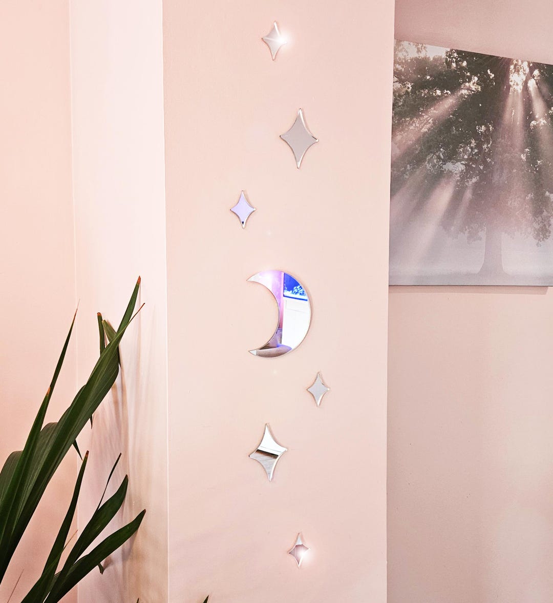 Stars Moon Wall Mirrors / Celestial Mirror Wall Art / Wall Decor ...