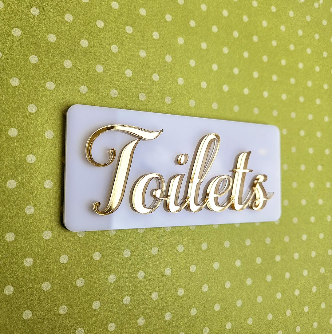 Toilet Signs Gold / Silver Mirrored - Etsy