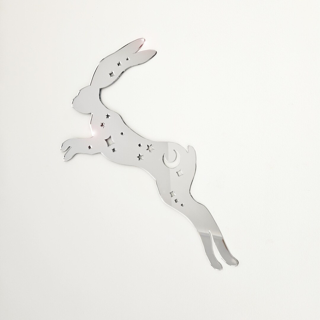 Celestial Hare / Rabbit Mirror Wall Decor / Moon and Stars Mirror - Etsy