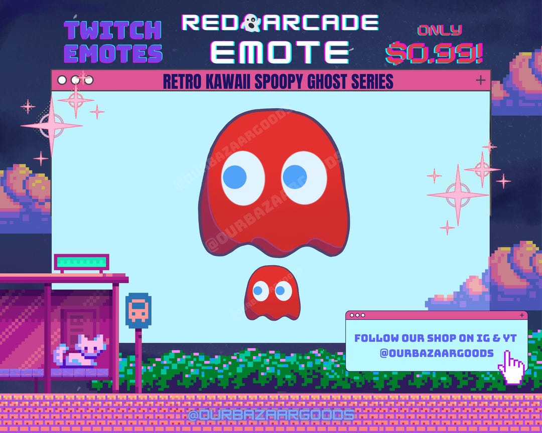 Retro Kawaii RED Arcade Theme Discord Twitch Streaming Streamer SMS ...