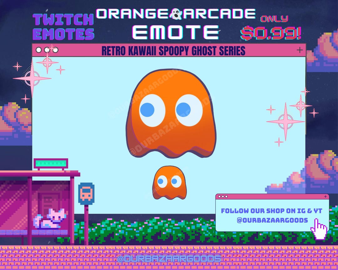 Retro Kawaii ORANGE Arcade Theme Discord Twitch Streaming Streamer SMS ...