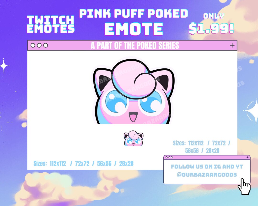 Pink Puffed Poked Twitch Emote Streaming Gaming Poke Twitch Discord ...