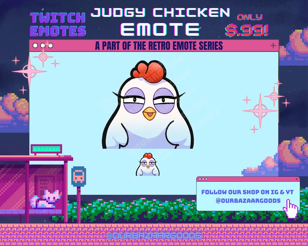 Judgmental Chicken Twitch Emote: Judgy Discord Streaming Emote - Etsy ...