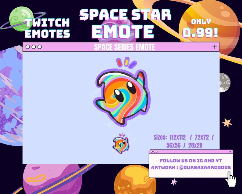 Space Star Emote Kawaii Twitch Discord Sms Stickers Gamer Streaming ...