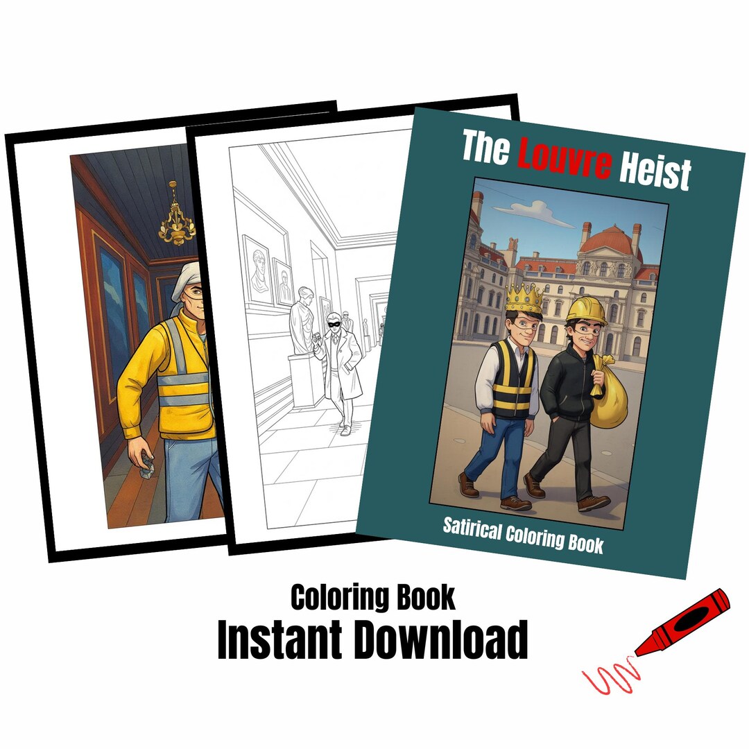 The Louvre Heist – Satirical Coloring Book for Adults | Funny Museum ...