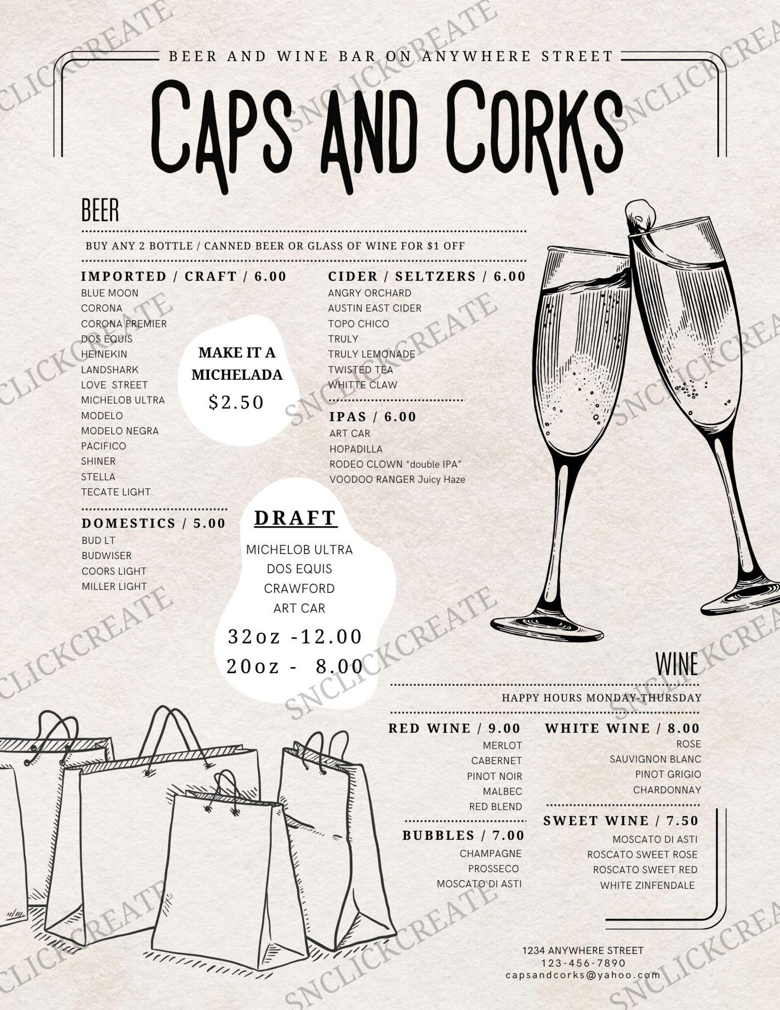 Editable Bar & Drink Menu Canva Template | Rustic Industrial ...