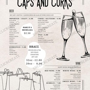 Editable Bar & Drink Menu Canva Template | Rustic Industrial ...