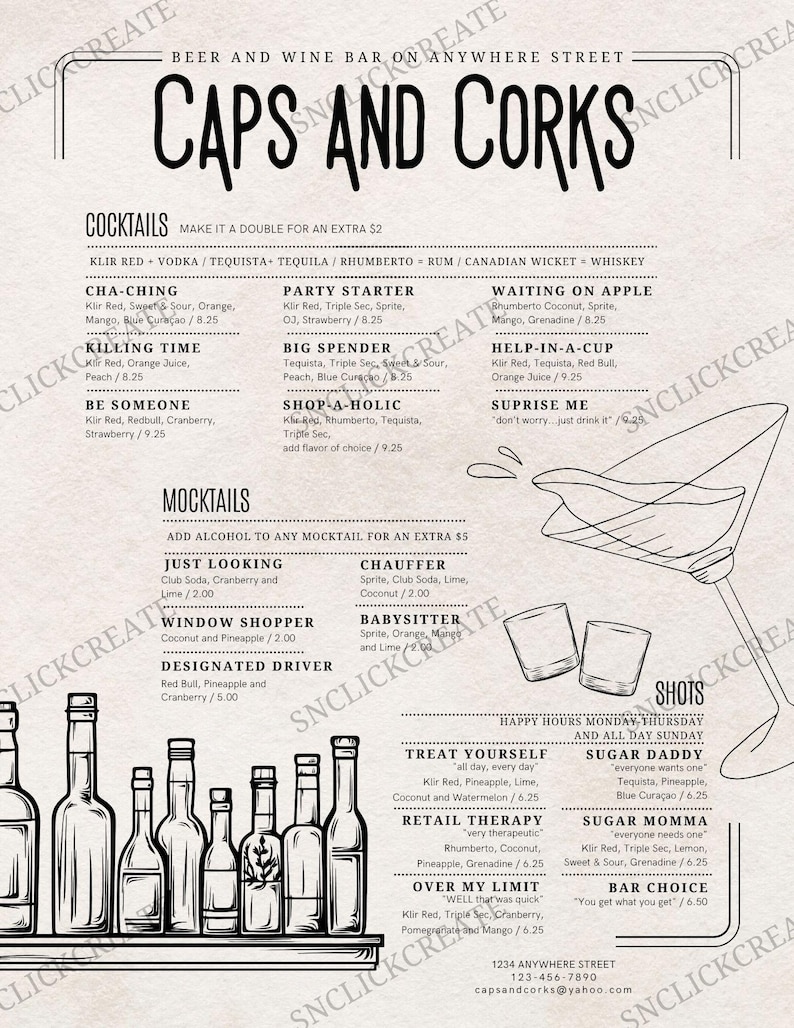 Editable Bar & Drink Menu Canva Template | Rustic Industrial ...