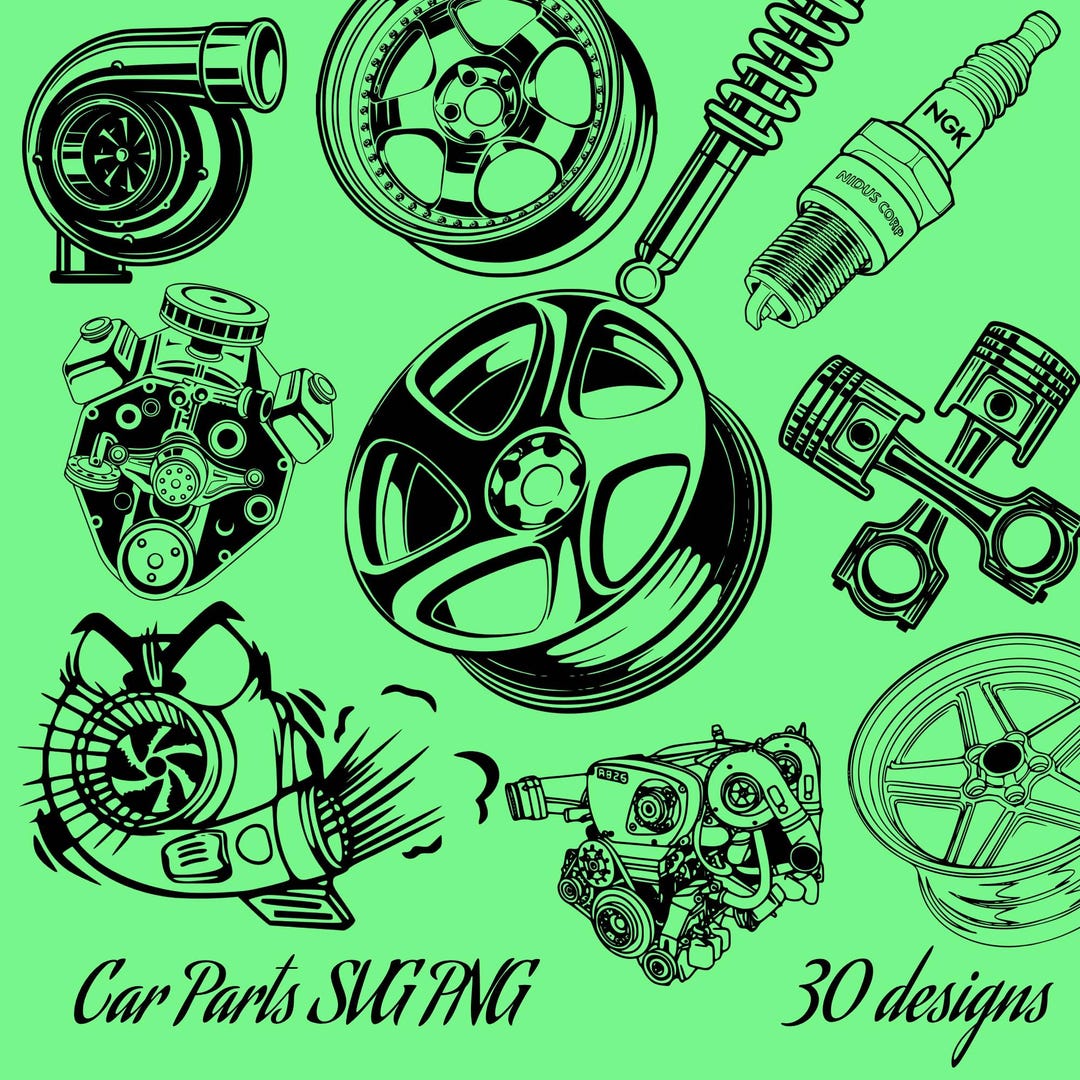 Car Parts SVG PNG 35 Digital Designs Turbo Engine Coilovers - Etsy