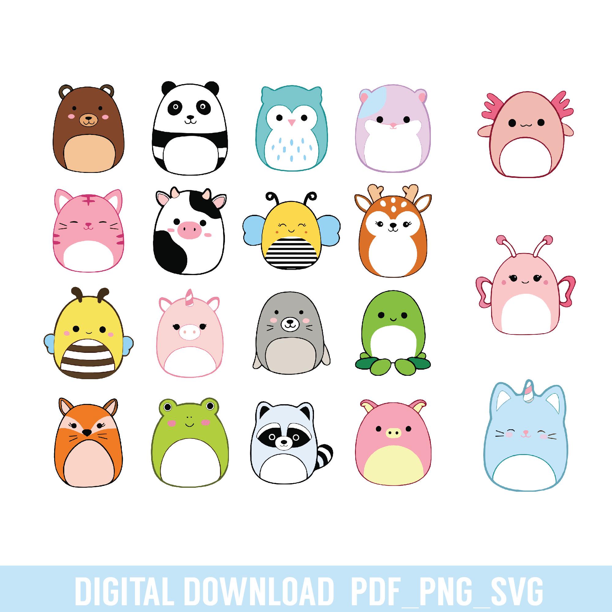 Squishmallow Animals PNG SVG Clipart Cricut Designs Bundle Images on ...