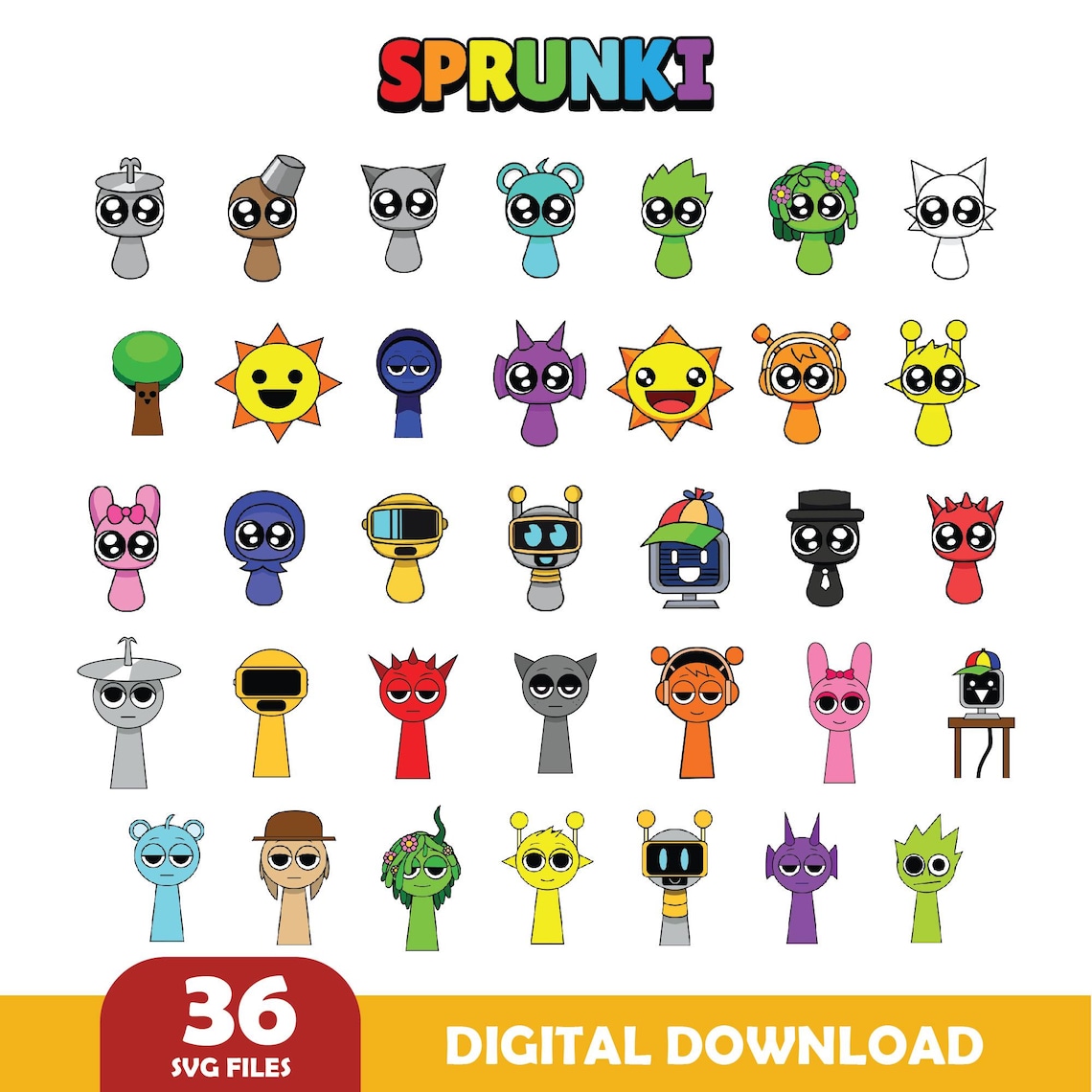 Sprunki Svg Bundle Sprunki Beats Gaming Clipart Layered SVG Gamer ...