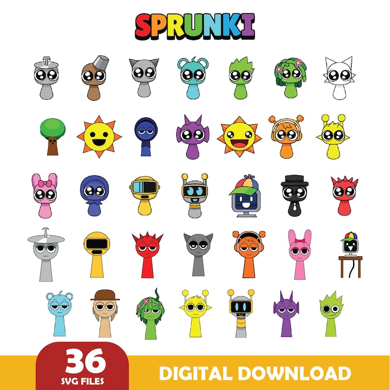 Sprunki Svg Bundle Sprunki Beats Gaming Clipart Layered SVG Gamer ...