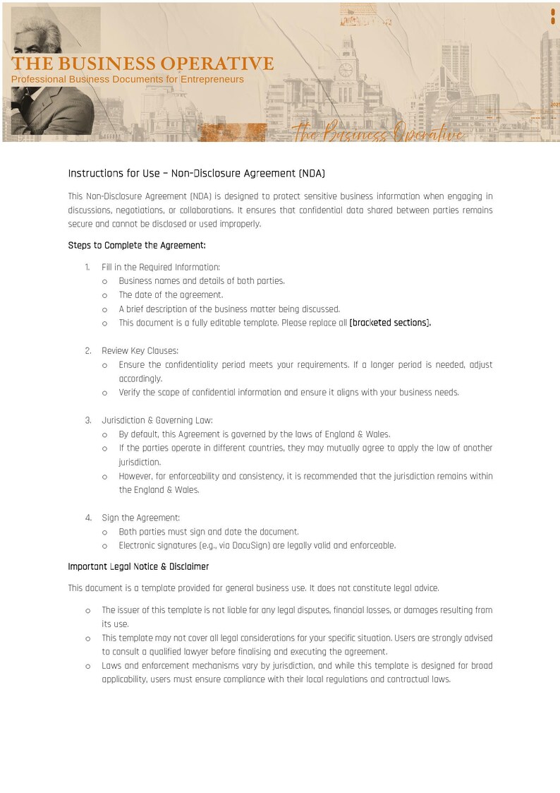 Non-disclosure Agreement (NDA) Template | Editable Business Document ...