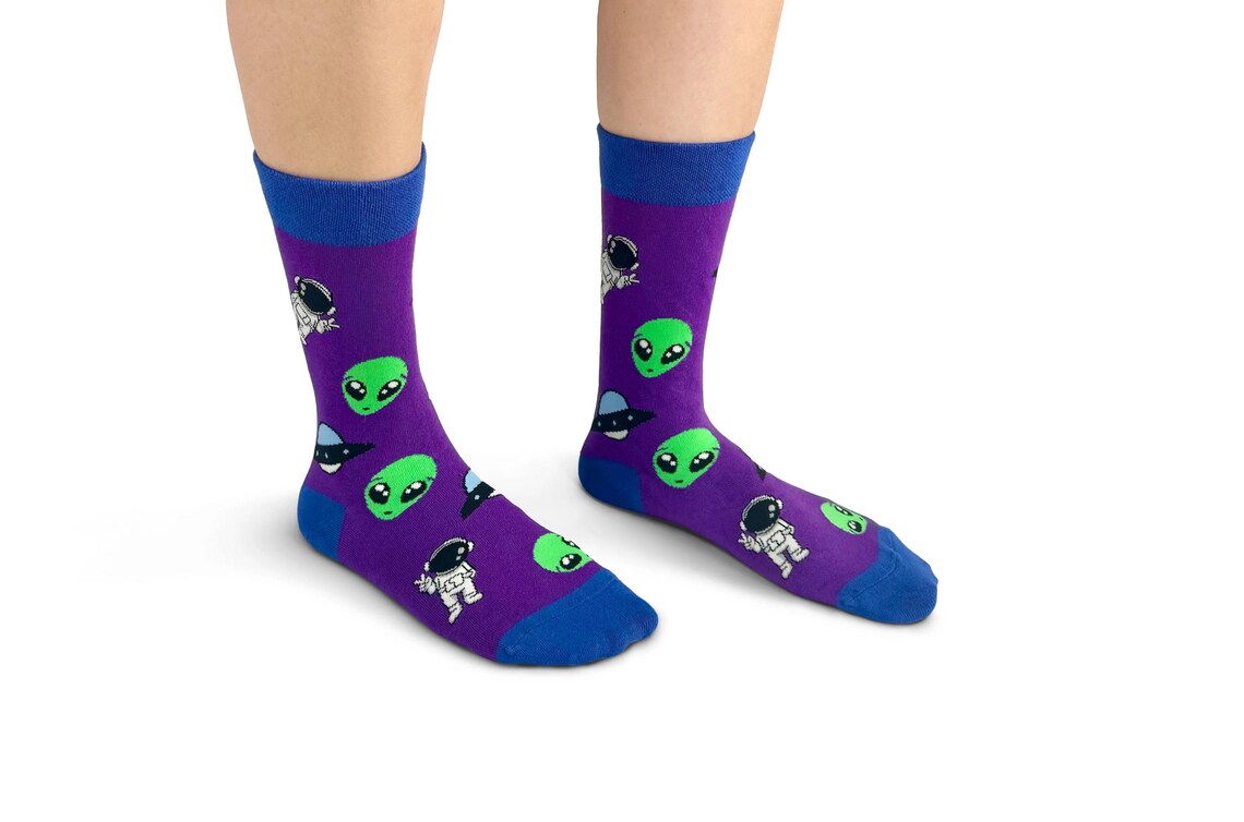 Alien Bamboo Socks, Alien, Spaceship, UFO Print, - Etsy