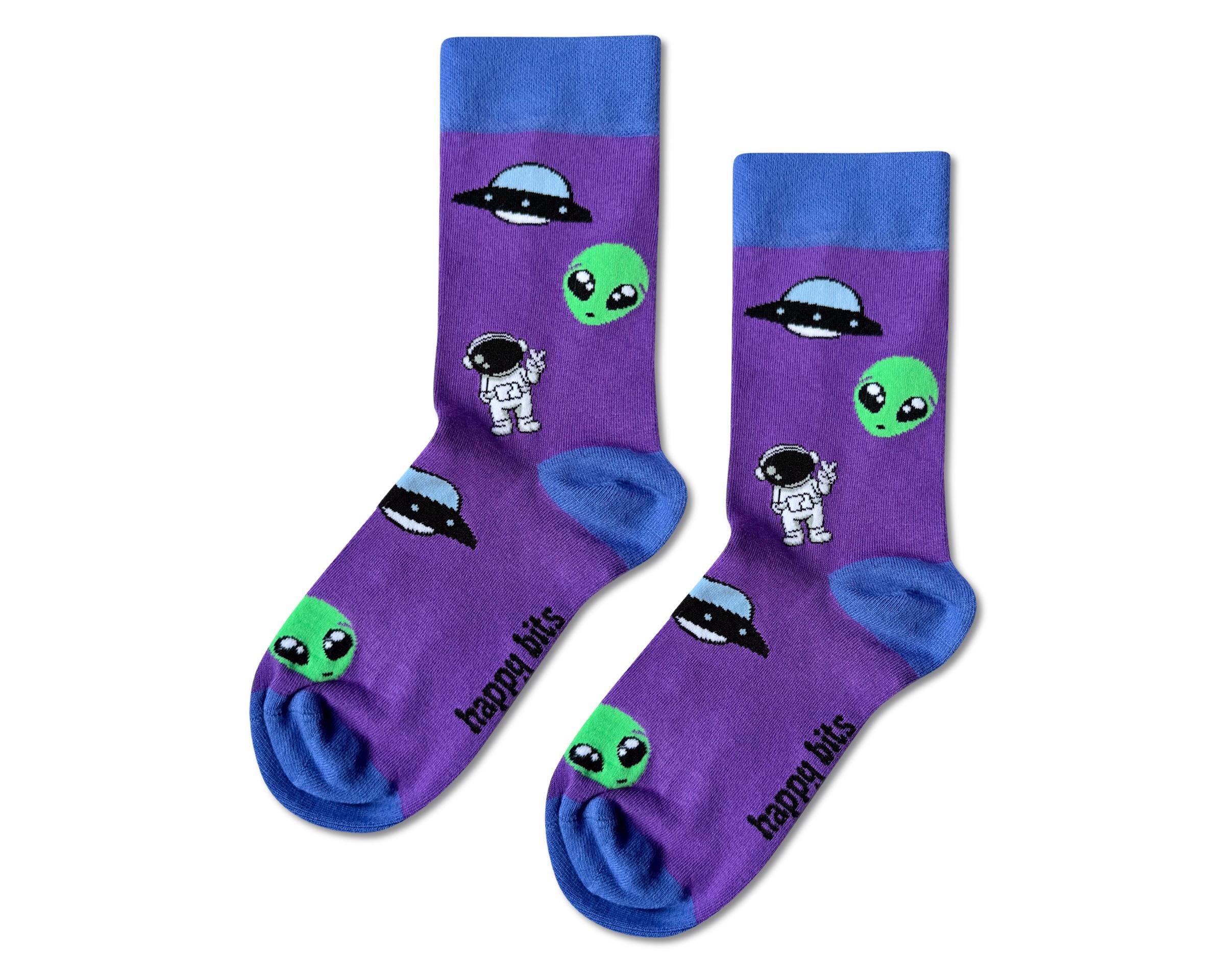 Alien Bamboo Socks, Alien, Spaceship, UFO Print, - Etsy