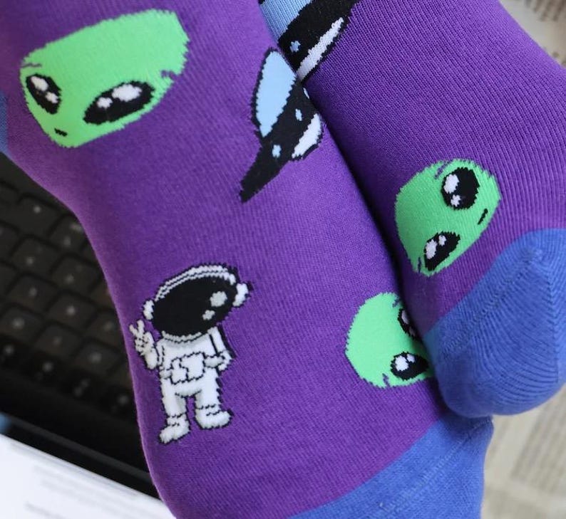 Alien Bamboo Socks, Alien, Spaceship, UFO Print, - Etsy