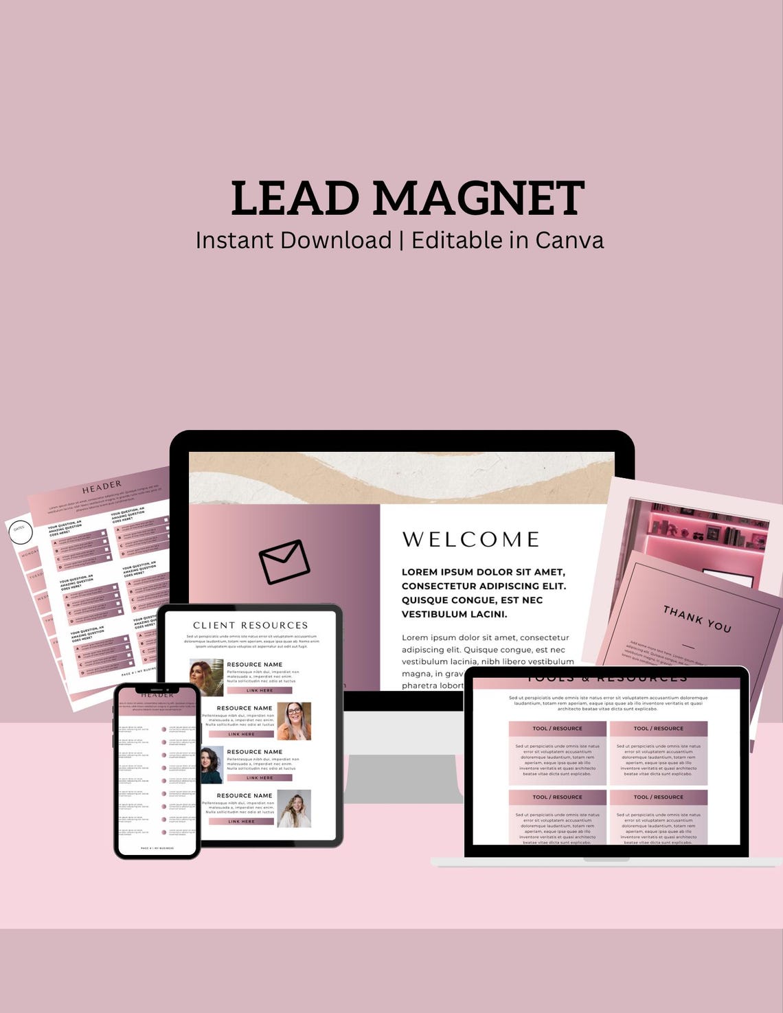 Lead Magnet 60 Page Work Book | Canva Templete Editable | Done Lead ...