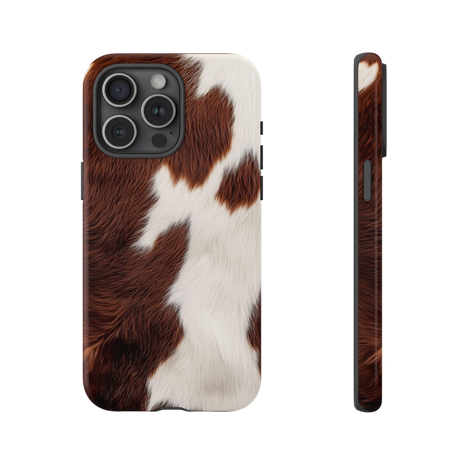 Cowhide Phone Case Brown White Animal Pattern Design Cow Art Cover for ...