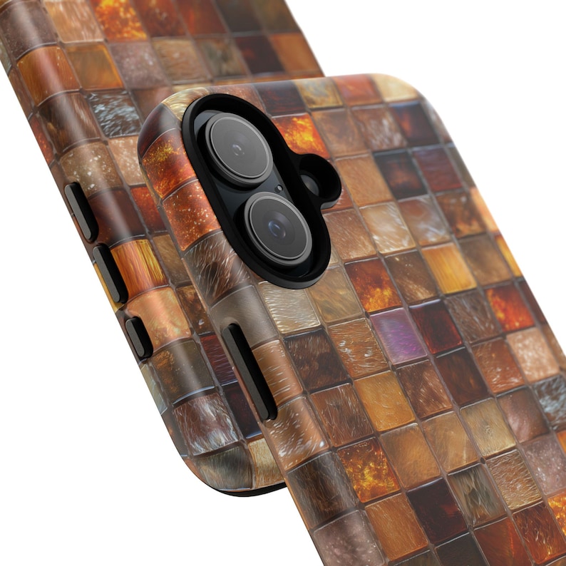 Orange Mosaic Phone Case Faux Tile Elegant Colorful Design Cover for ...