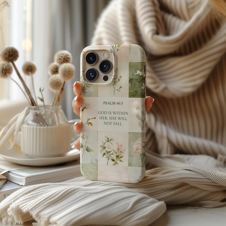 Bible Patchwork Phone Case Psalm Verse Floral Collage Cover Nature for ...