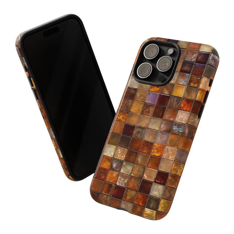 Orange Mosaic Phone Case Faux Tile Elegant Colorful Design Cover for ...