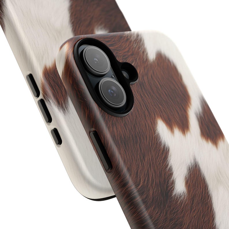 Cowhide Phone Case Brown White Animal Pattern Design Cow Art Cover for ...