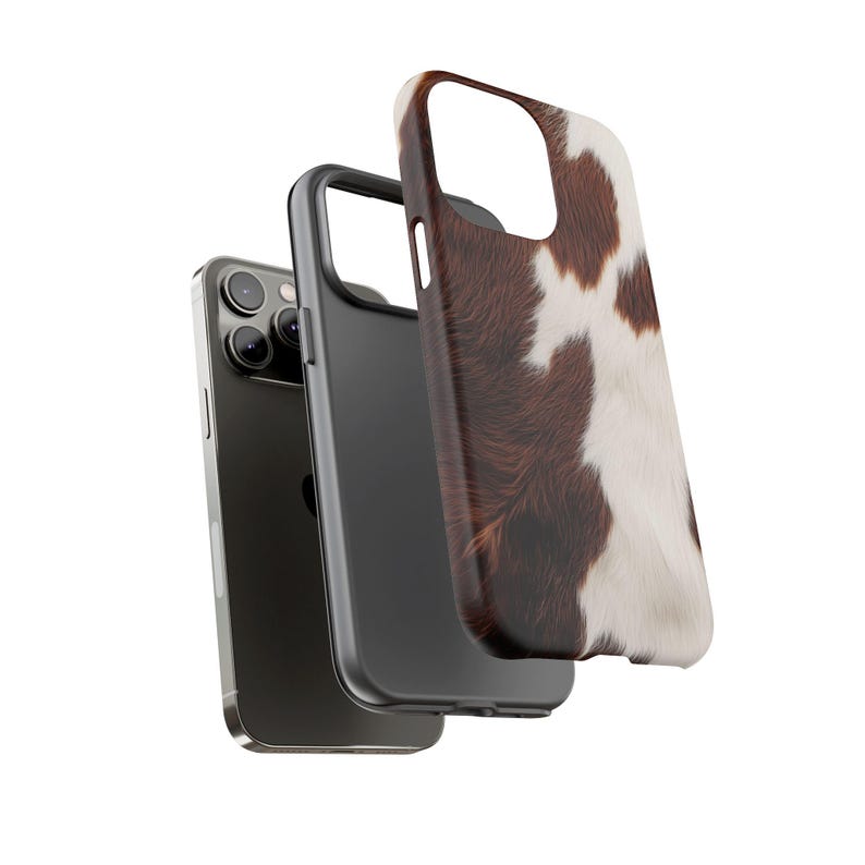 Cowhide Phone Case Brown White Animal Pattern Design Cow Art Cover for ...