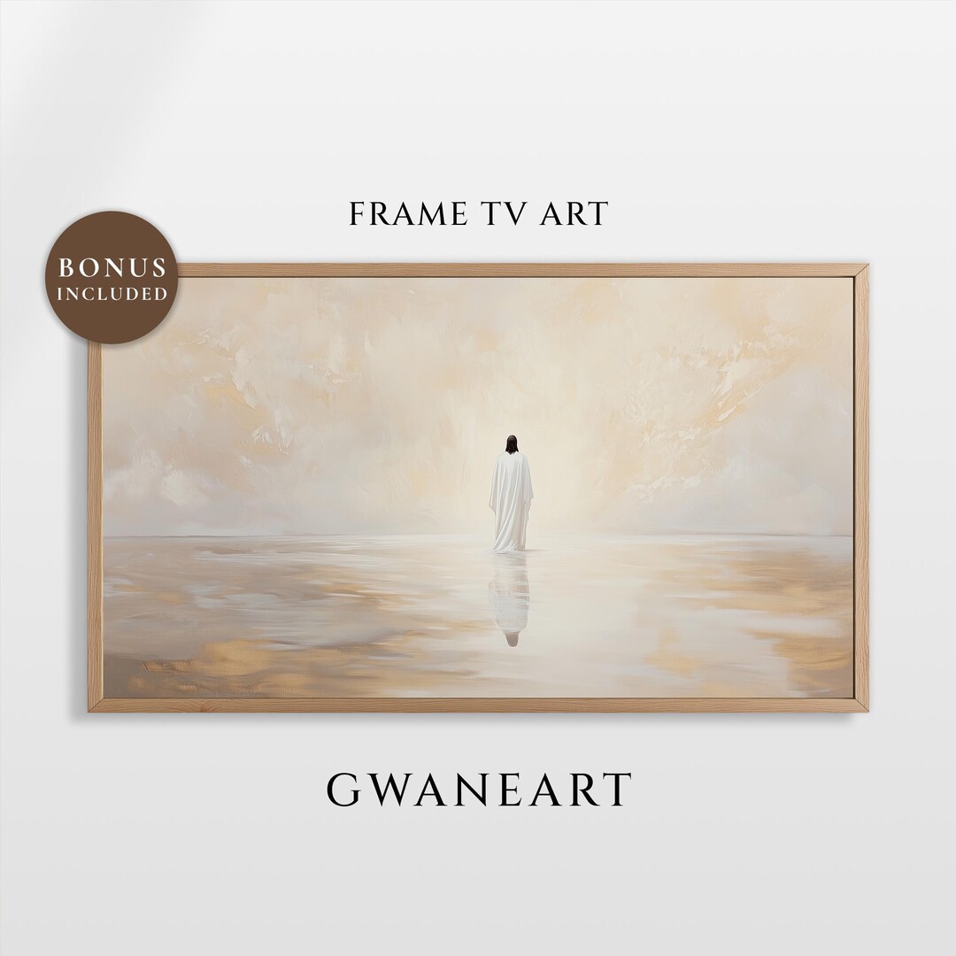 Christian Frame Tv Art, Jesus Walking on Water, Religious Art, Samsung ...